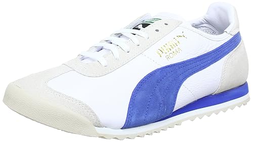 Puma Mens Roma Slim Leather Low Top White Weiß (white-princess blue ...