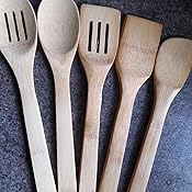 5 x Piece Bamboo Wooden Kitchen Cooking Utensils Set Tools Spatula ...