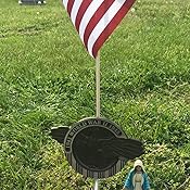 Amazon.com : Aluminum Grave Marker WWII, Cemetery Memorial Flag Holder, Veteran Plaque, Made in ...