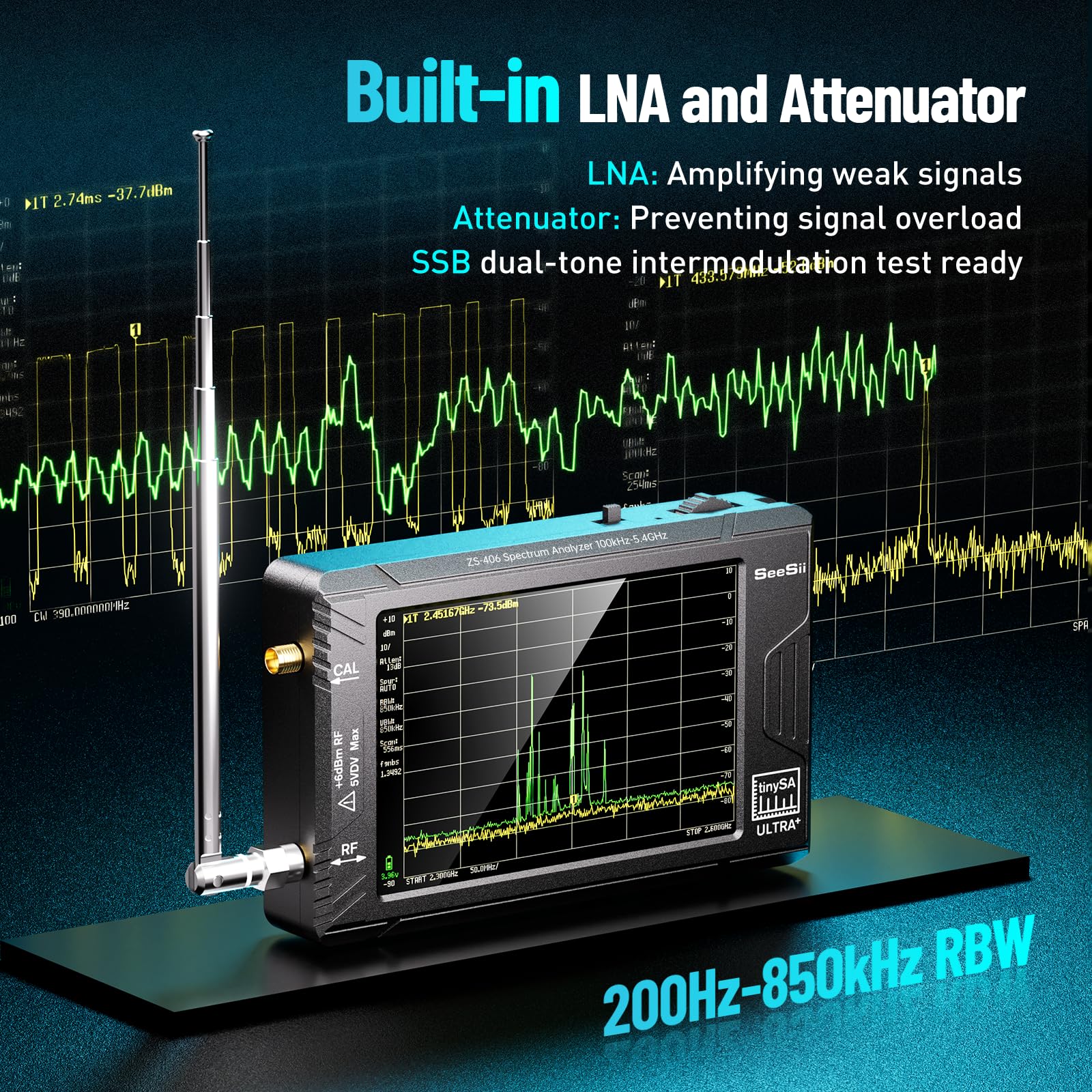 SeeSii TinySA Ultra+ ZS406 Spectrum Analyzer, 4.0 Inch 100kHz To 5.4GHz ...