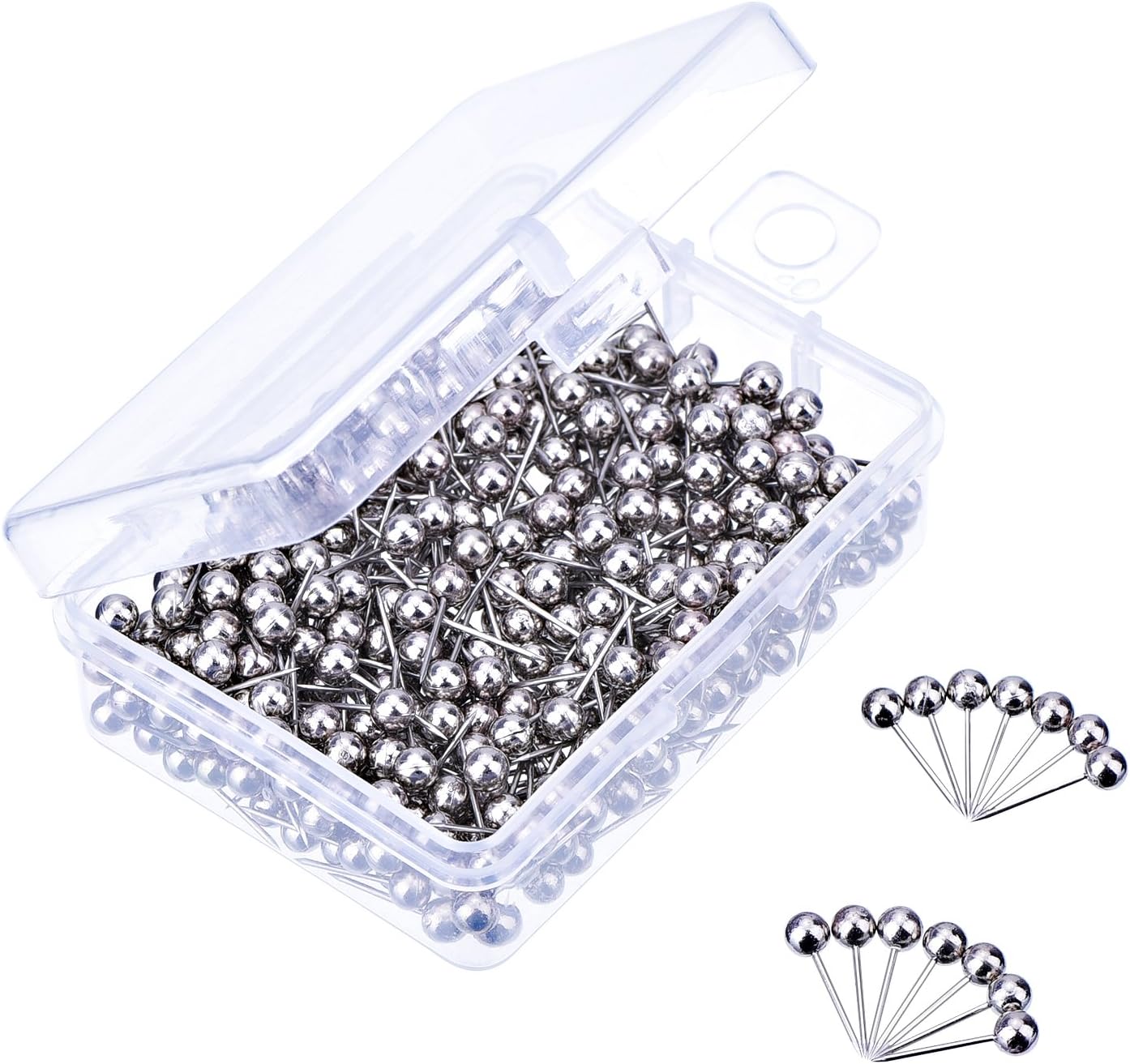 Map Push Pins with 1/8 Inch Head and Steel Point, 400 Pack (Silver ...