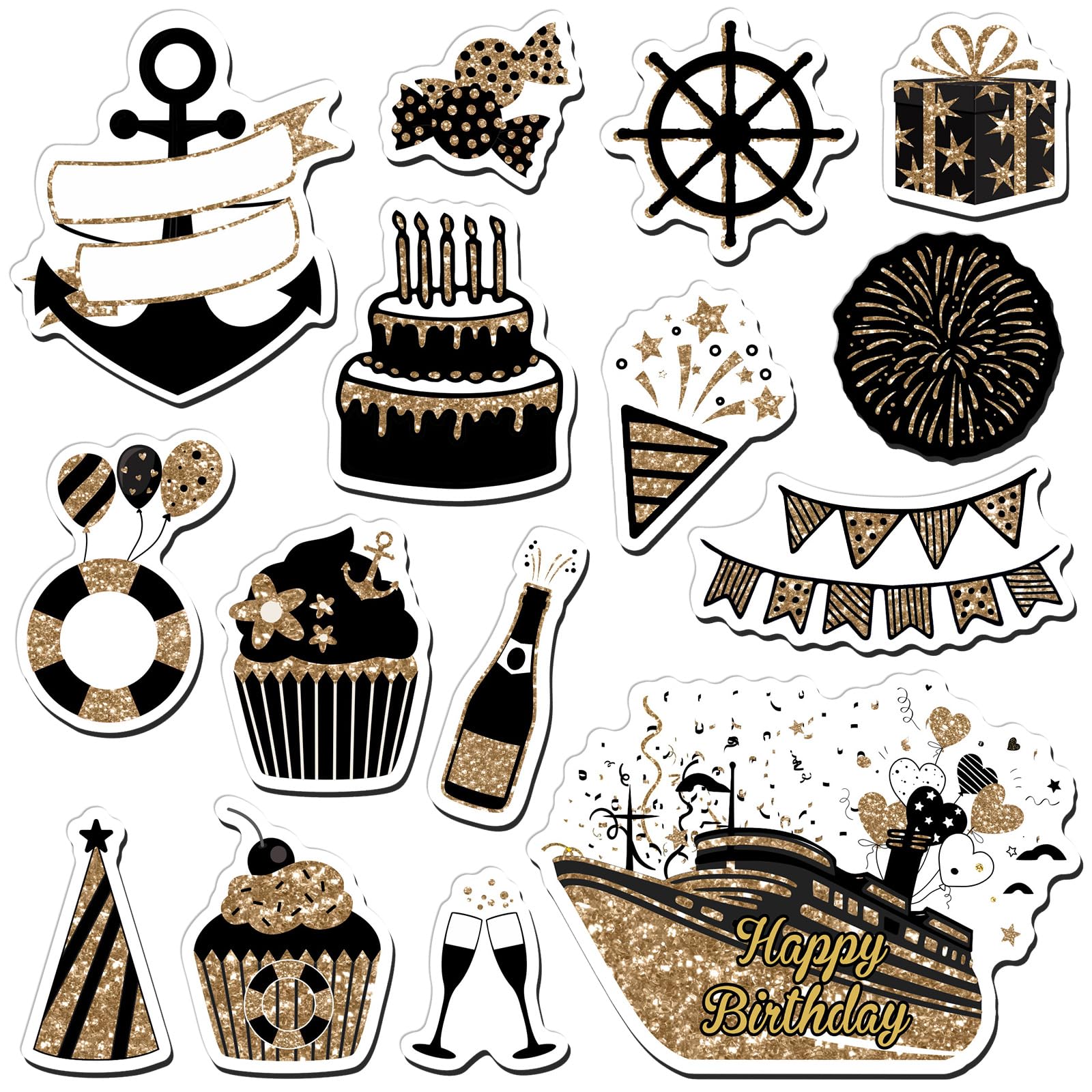 LEIFIDE 15 Pcs Cruise Door Magnets Happy Birthday Cruise Ship Door Decorations Car Magnets ...