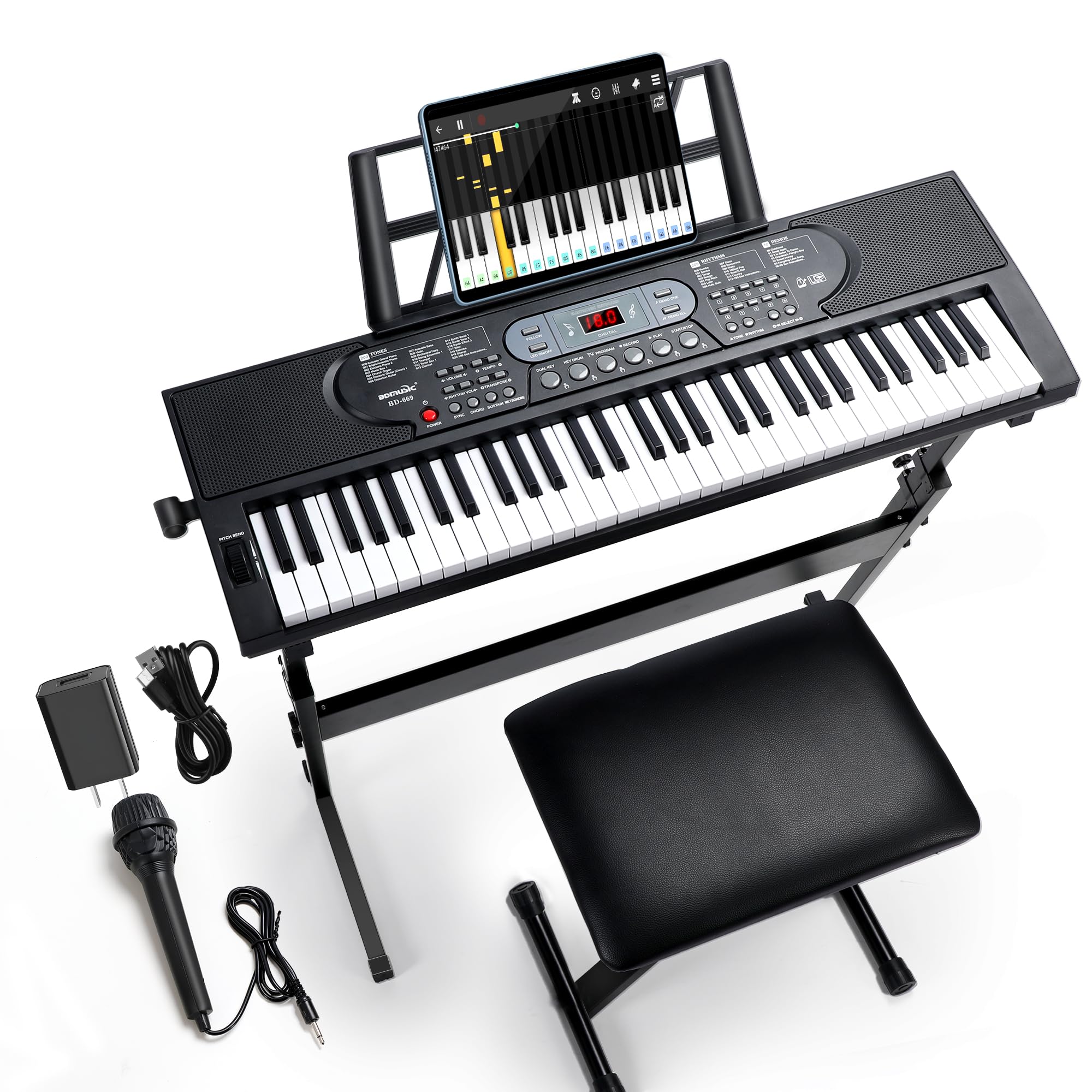 Rengue 61 Keys Keyboard Piano, Electric Digital Piano Set for Beginners ...