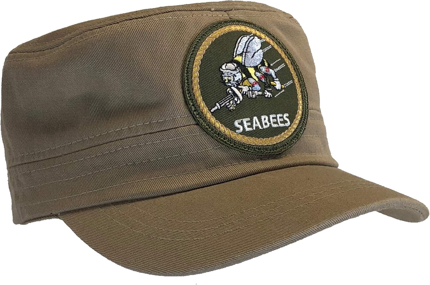 Amazon.com: Hawkins Military Merchants Navy Seabees Hat Cadet Cap Khaki ...