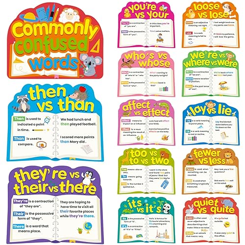 Zonon 13 Pcs Commonly Confused Words Posters Elementary Educational ...