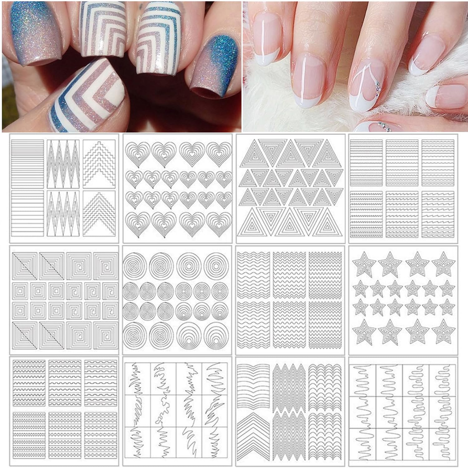 MOLILON 1120pcs French Tip Nail Guides French Nail Stickers Stencil ...