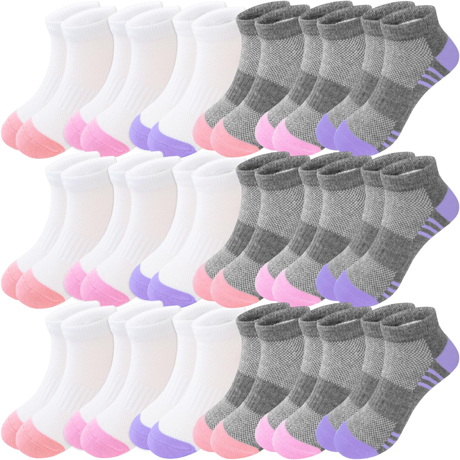 Bemeol Girls Socks 18 Pairs Ankle Socks for Girl Cotton Sports Sock ...