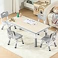 Amazon.com: Hulaibit Kids Table and 4 Chairs Set, Height Adjustable Toddler Table and Chairs Set ...