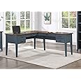 Amazon.com: Farmhouse Wood Half-Pedestal Writing Desk and Return, Open ...