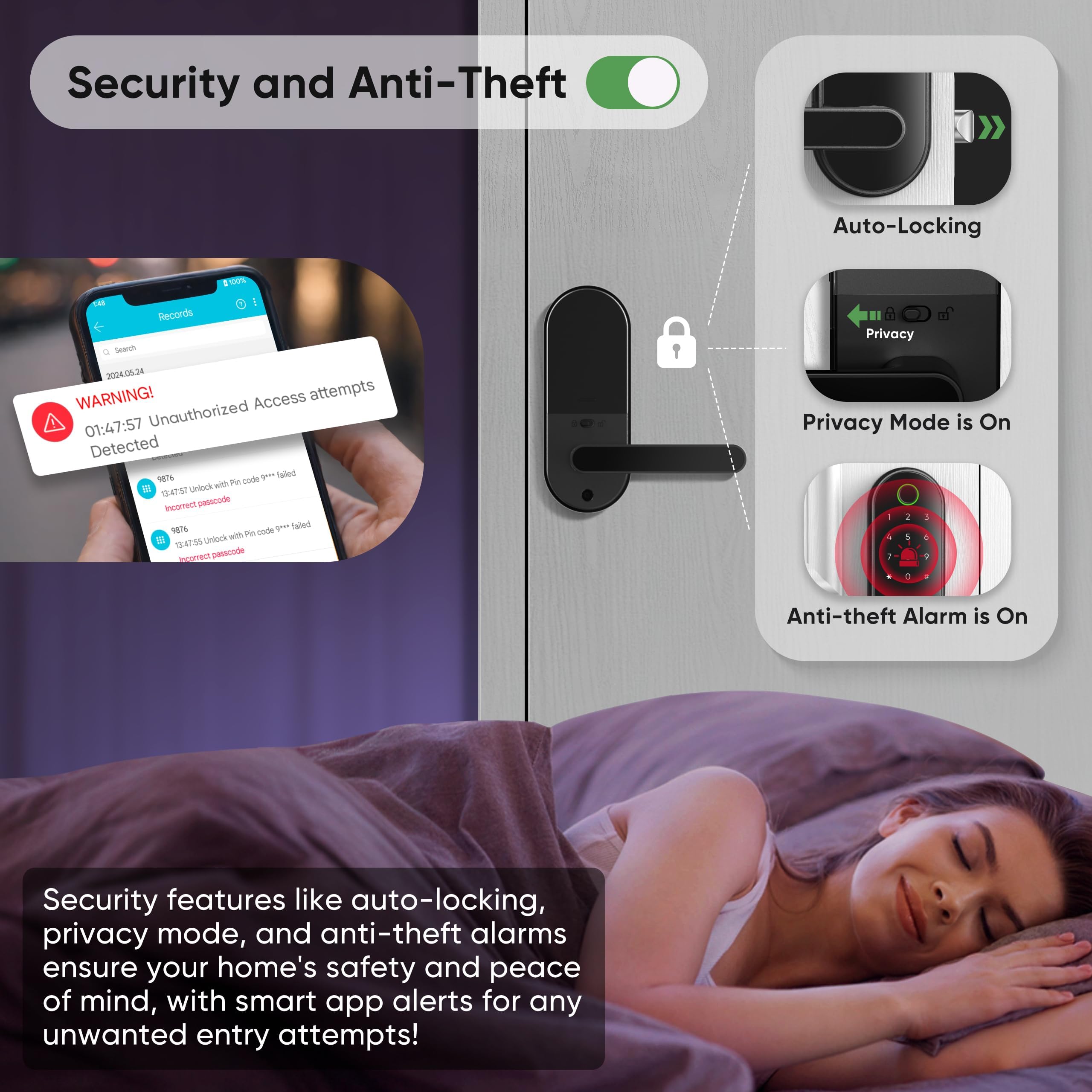 Mua Keyless Entry Fingerprint Digital Smart Lock with Handle & Keypad ...