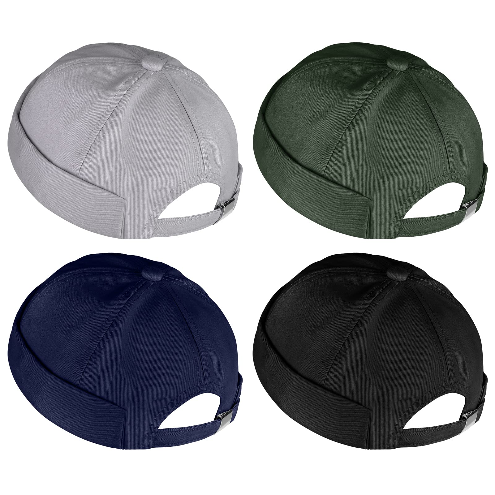 URATOT 4 Pieces Brimless Hat Docker Cap Retro Cotton No Brim Hat ...