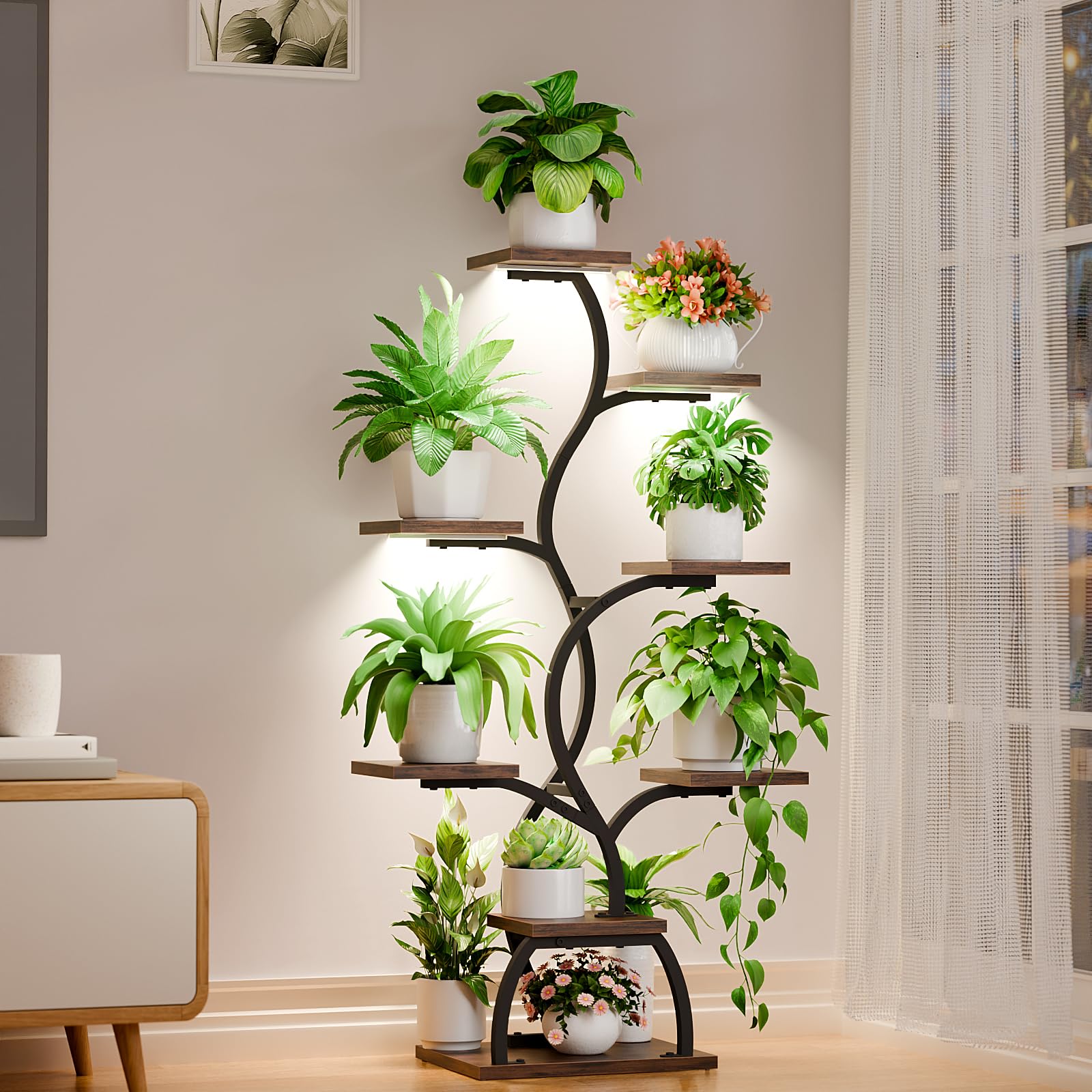 Plant Stand Indoor with Grow Light: 8 Tiered Plant Shelf Indoor, Corner ...