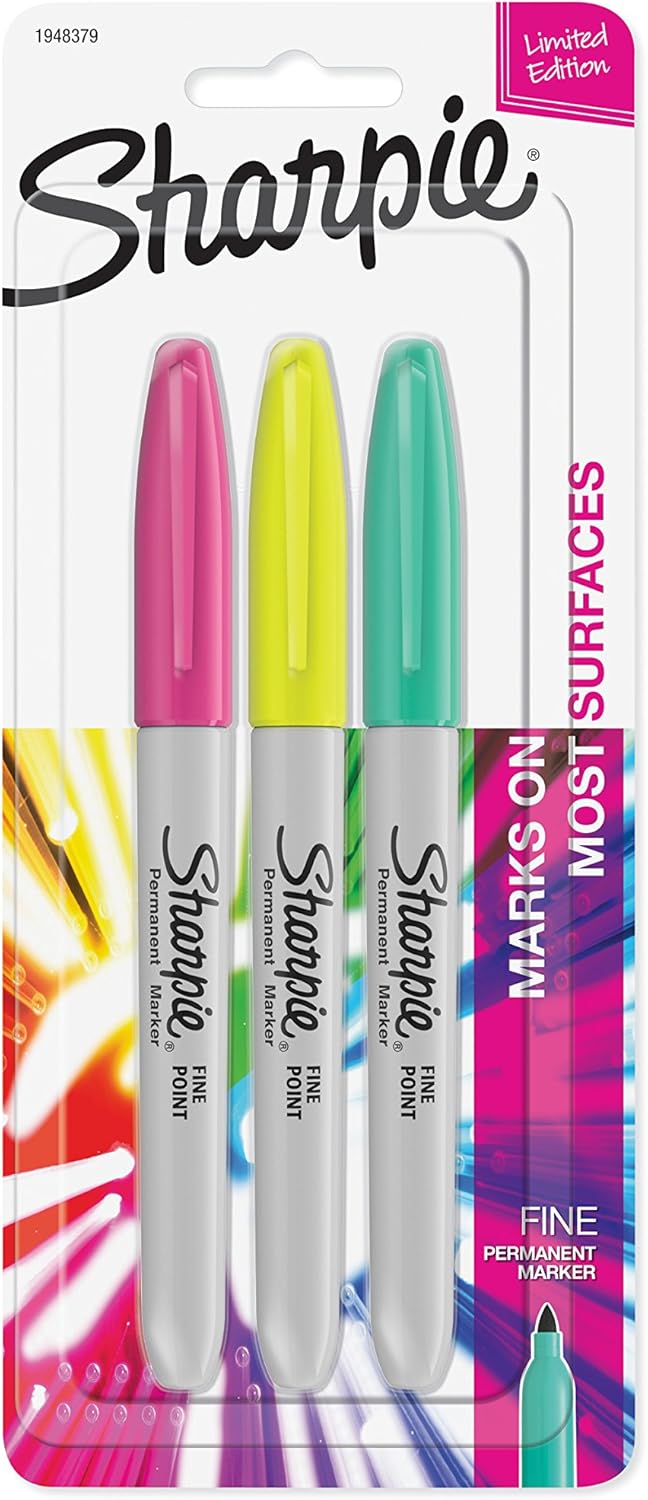 Sharpie Color Burst Permanent Markers, Fine Point, Assorted, 3-Pack ...