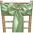 Amazon.com: ZSJFMF Pack of 50 Satin Sage Green Chair Sashes Bows 7 X 108 Inch Universal Chair ...