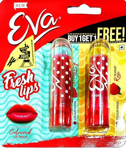 Buy Eva Fresh Coloured Lip Balm (Buy One Get One Free) (Strawberry ...