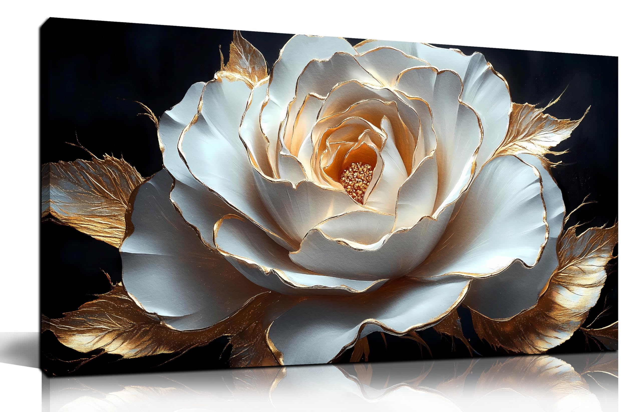 Large White Flower Canvas Wall Art for Living Room Bedroom Home Office ...