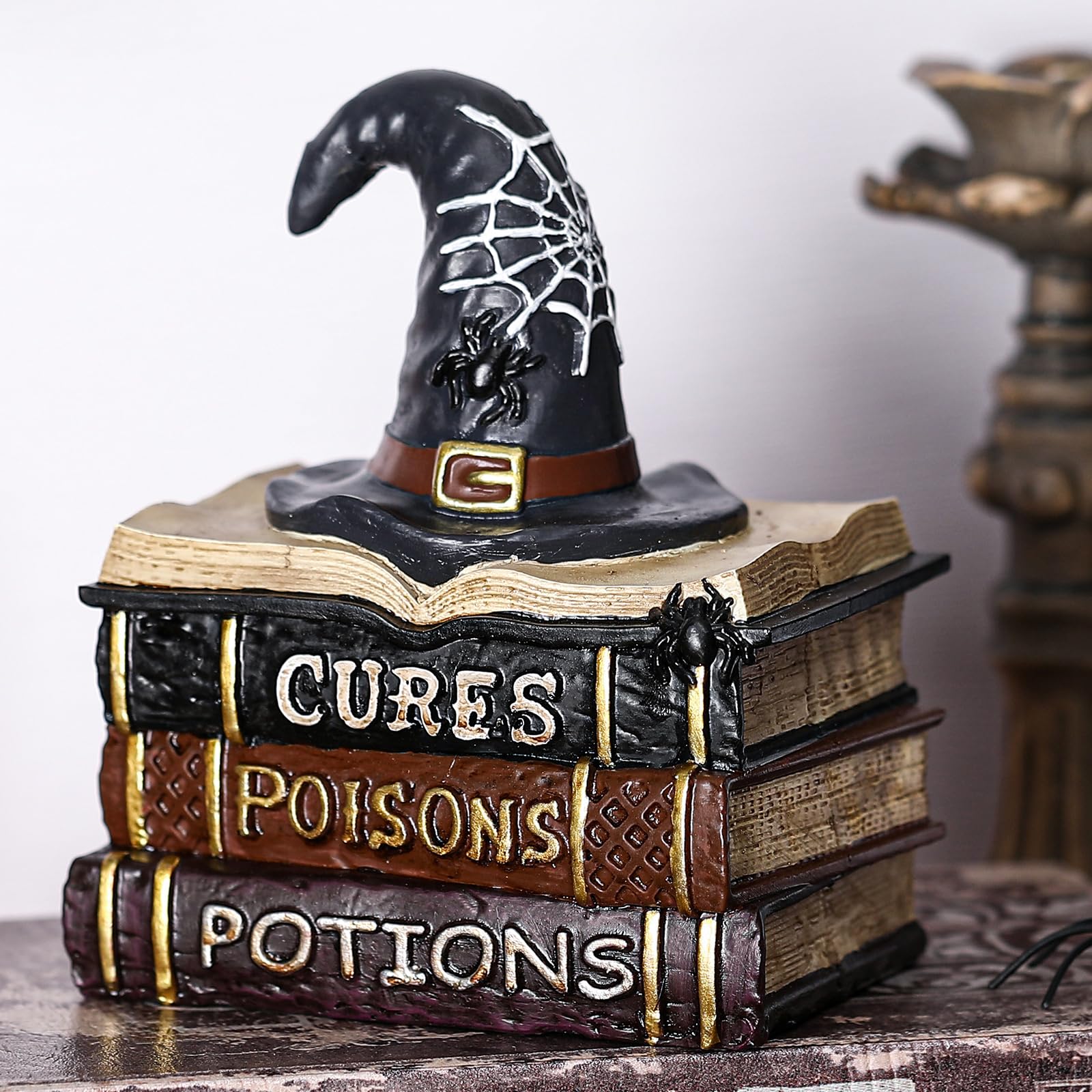 Namalu Witch and Wizard Spellbook Tabletop Decoration, Halloween Resin ...