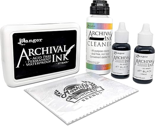 Amazon.com: Ranger Jet Black Archival Ink Set - Includes Ink Pad - Two ...