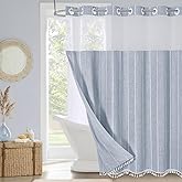 Amazon.com: MitoVilla No Hooks Required Farmhouse Shower Curtain with Snap-in Liner - with ...
