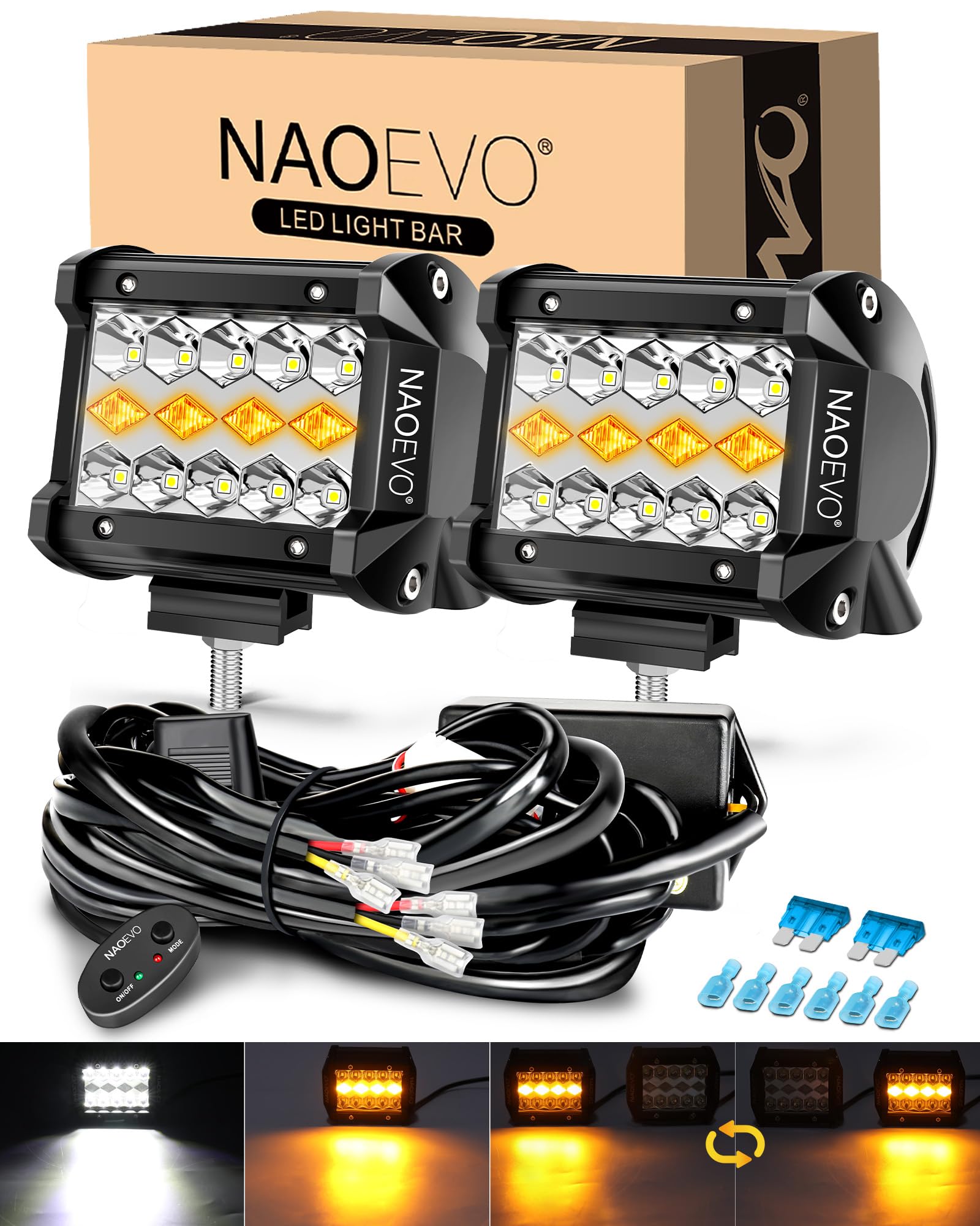Mua NAOEVO 4 inch Led Pod Lights 12000LM with Daytime Running Lights 3 ...