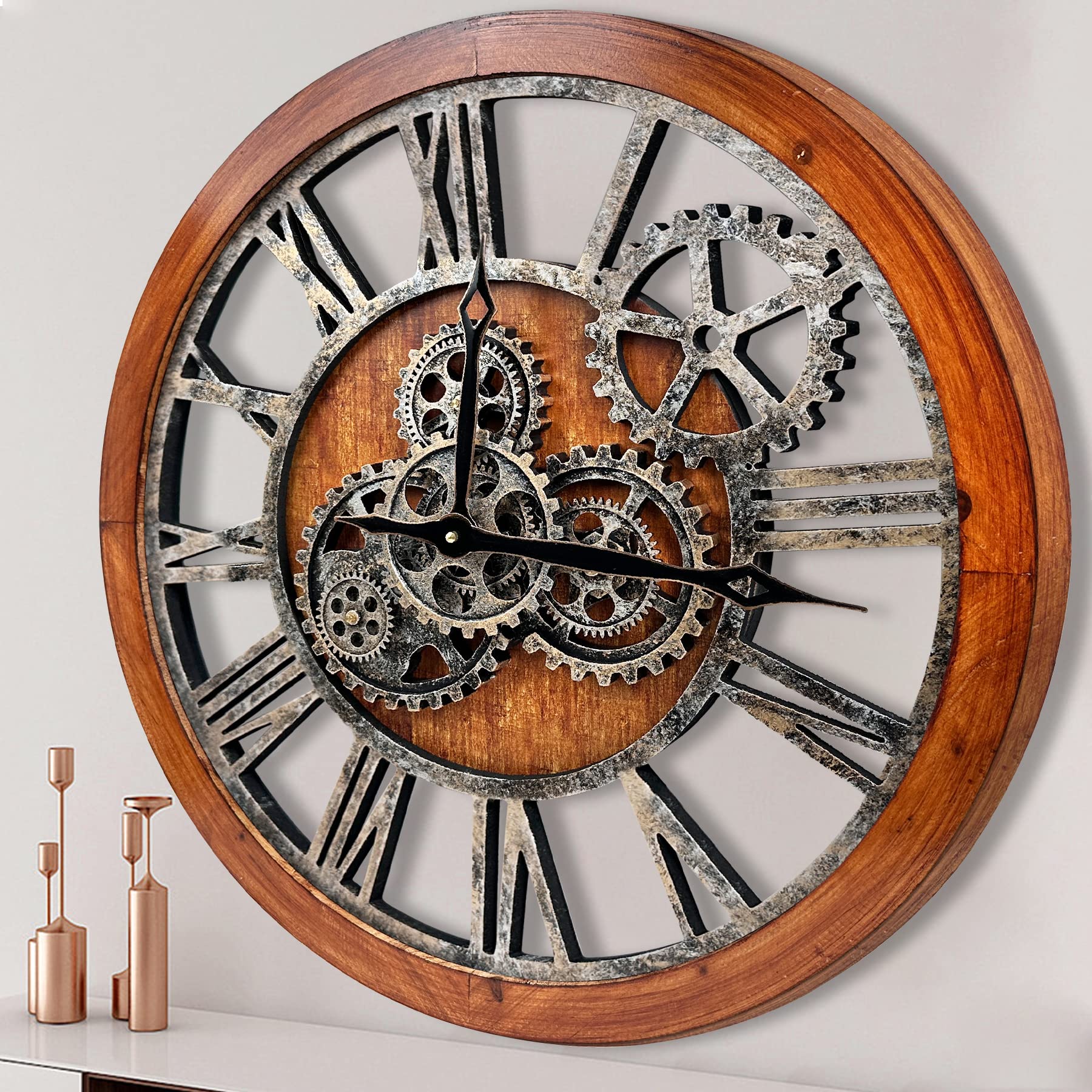 Mua The B-Style Large Wall Clock 24 inch Moving Gear Wall Clock ...