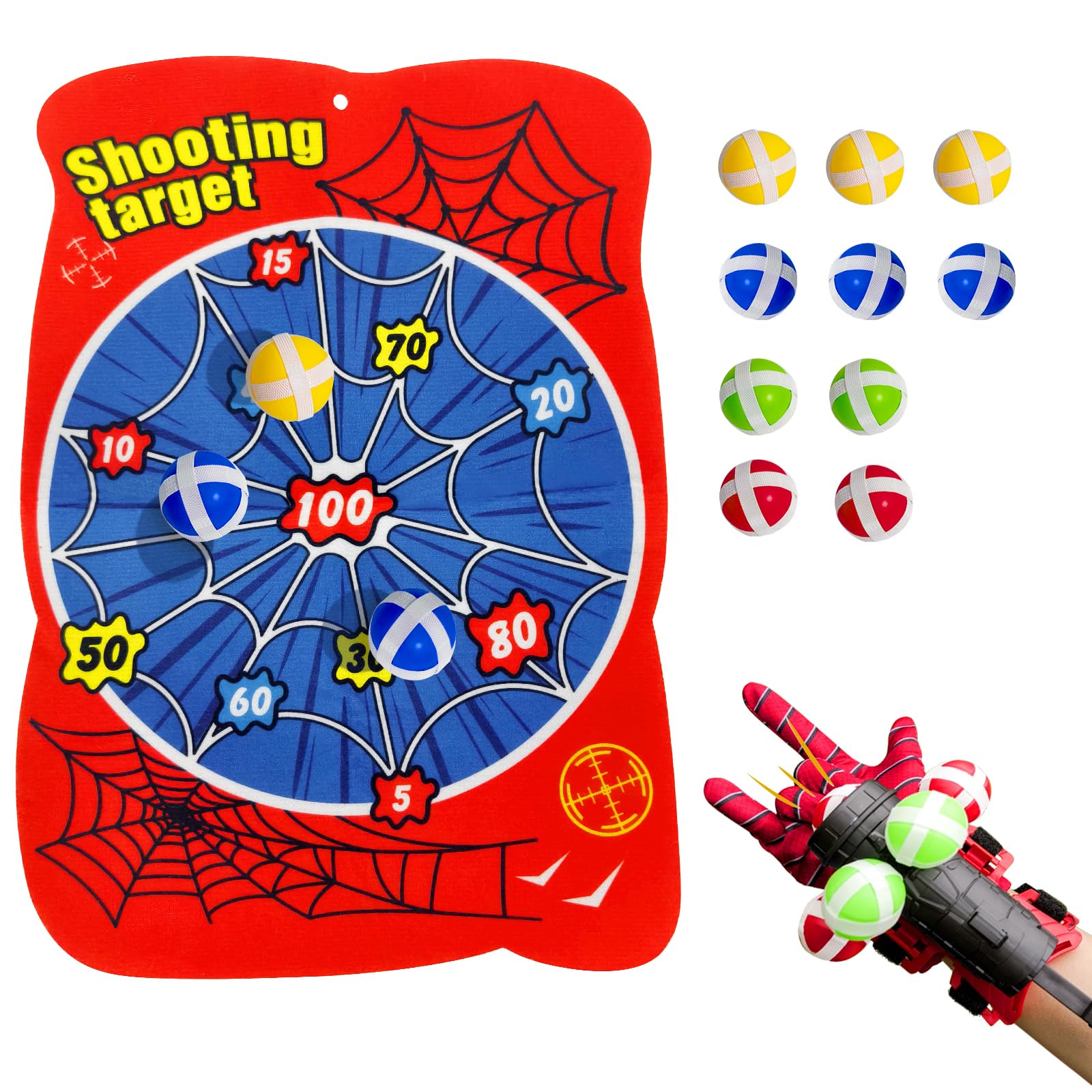 Dart Board for Kids, Spider Dartboards with 10 Velcro Sticky Balls and ...