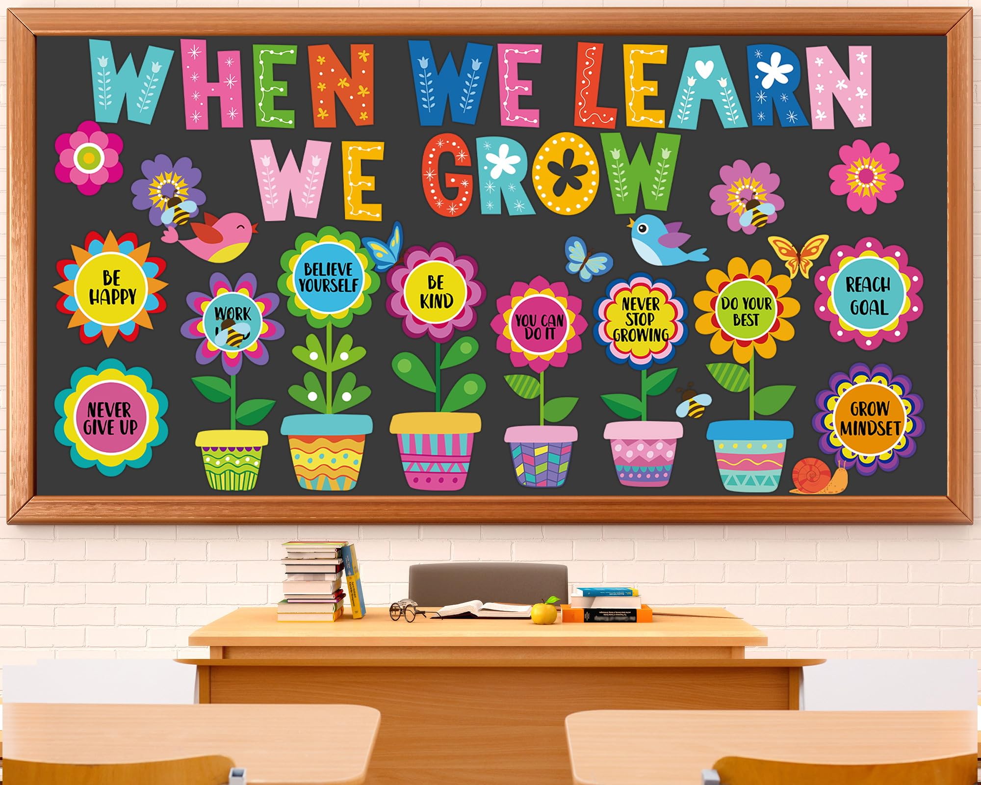 82Pcs Spring Themed Flower Growth Mindset Bulletin Board Set Classroom ...