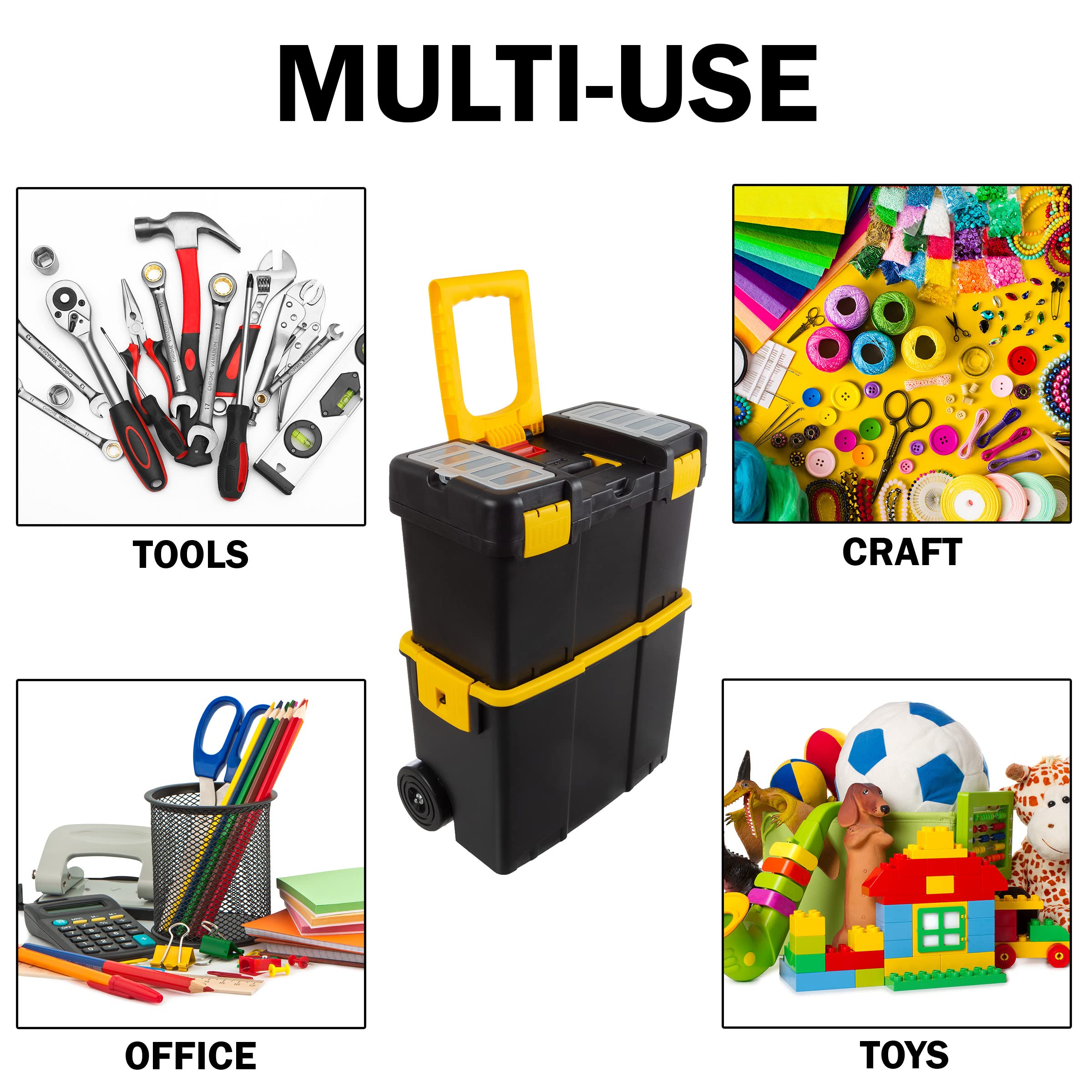 Mua Portable Tool Box with Wheels - Stackable 2-in-1 Tool Chest with ...