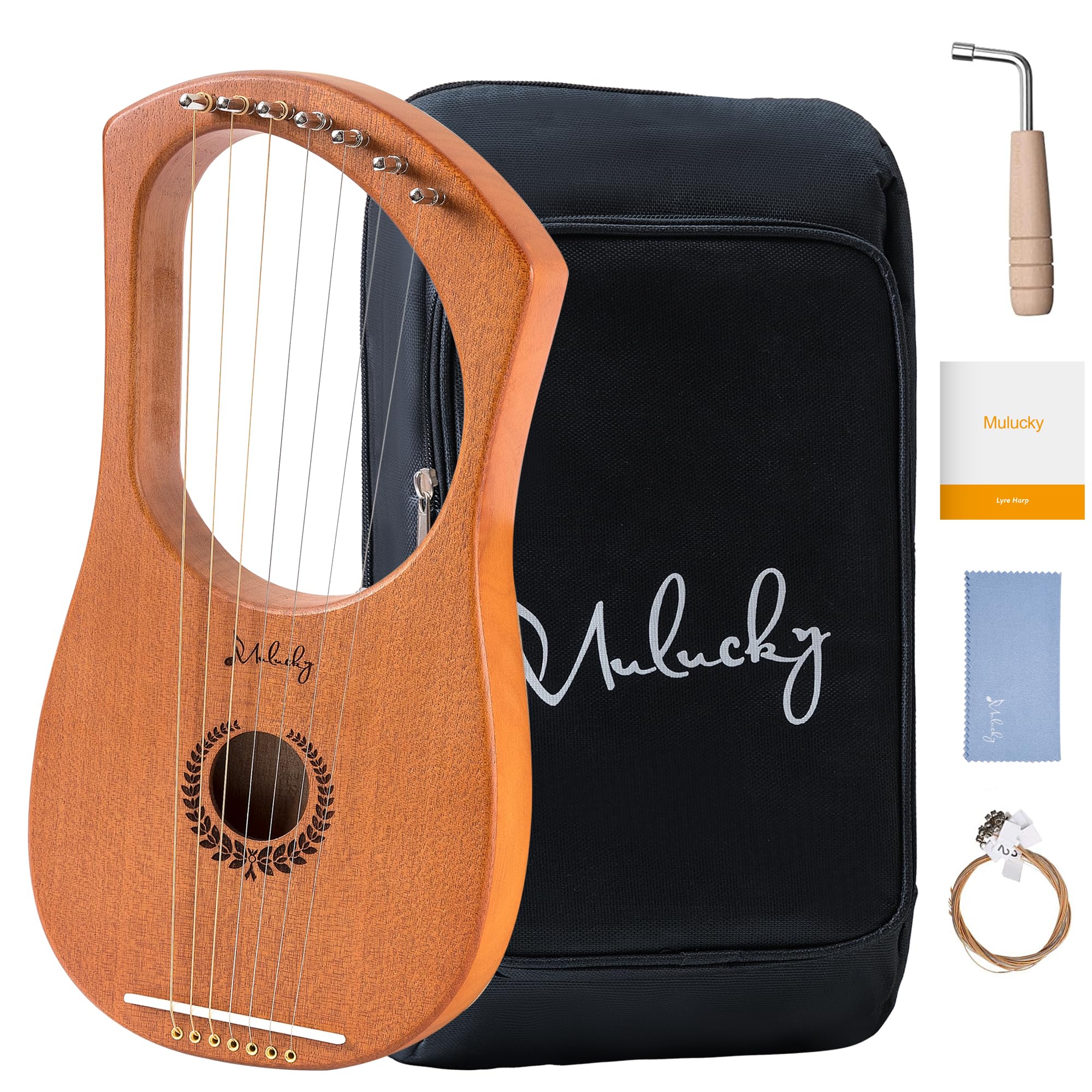 Lyre Harp Mulucky 7 Metal Lyre Steel String Bone Saddle Mahogany Lyre ...