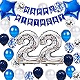 Amazon.com: 22nd Birthday Party Decoration Blue for Him, Happy Birthday ...