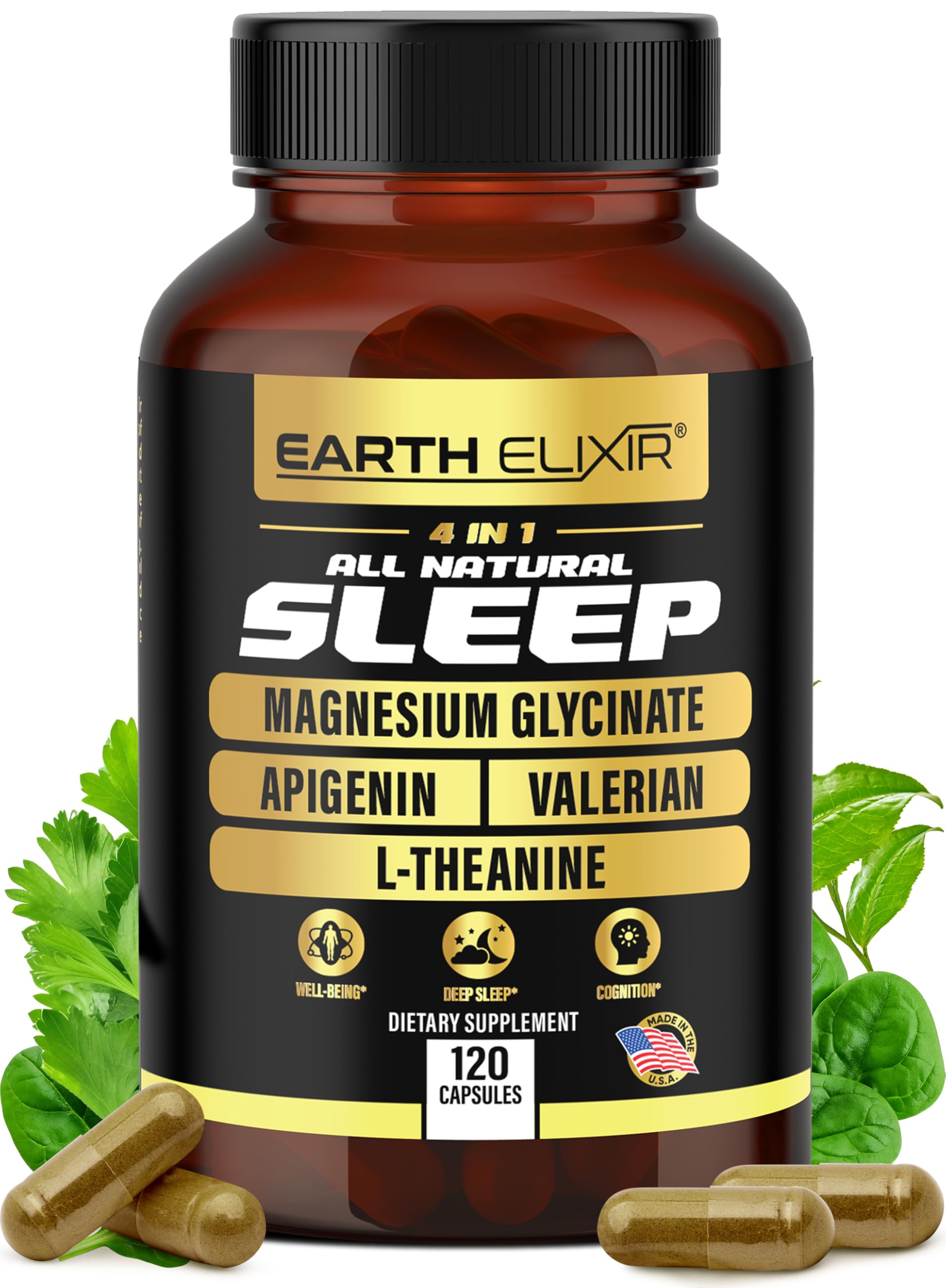 Mua Earth Elixir 4-in-1 Sleep Aid (120 Caps) w/Apigenin 50mg, Magnesium ...
