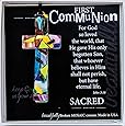 Amazon.com: First Communion Mosaic 4 inch Handmade Glass Hanging Cross ...