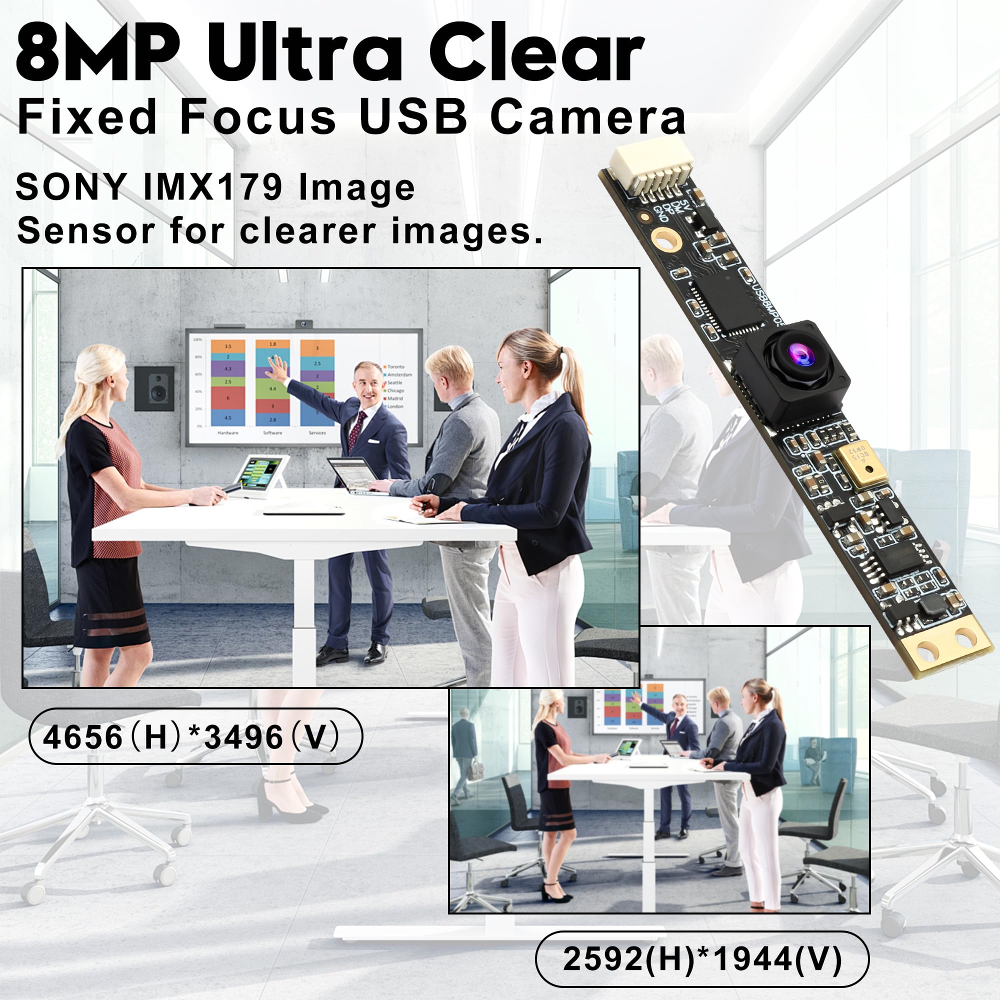 ELP 8mp USB Camera Module With Microphone 4K PC Camera For Computer ...