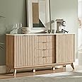 Amazon.com - T4TREAM Fluted Buffet Cabinet, 60" Modern Sideboard with Sliding Doors & 4 Drawers ...