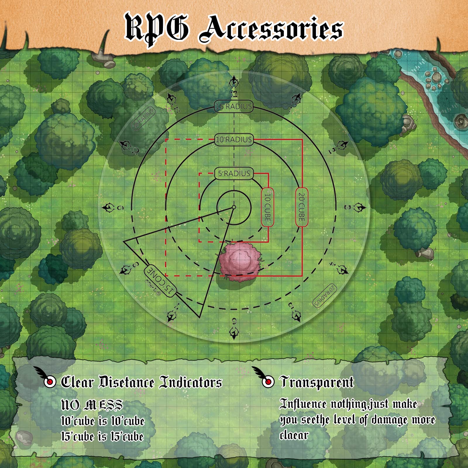 Mua Byhoo Spell AOE Damage Marker DND Area Effect Template - 1" Grid or ...