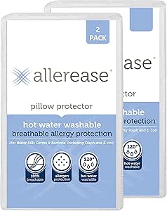 Amazon.com: Aller-Ease Washable Hot Water Wash Pillow Protector, 2 Pack, White 2 Count ...