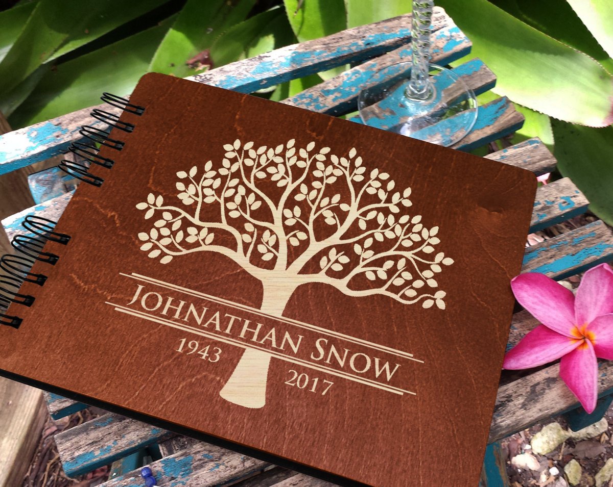 Funeral Guest Book Personalized Wooden Memorial Guestbook Black Wood 