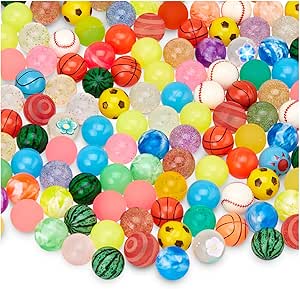 Amazon.com: 150-Pack Bouncy Balls Bulk, Assorted Design 1" Rubber High ...