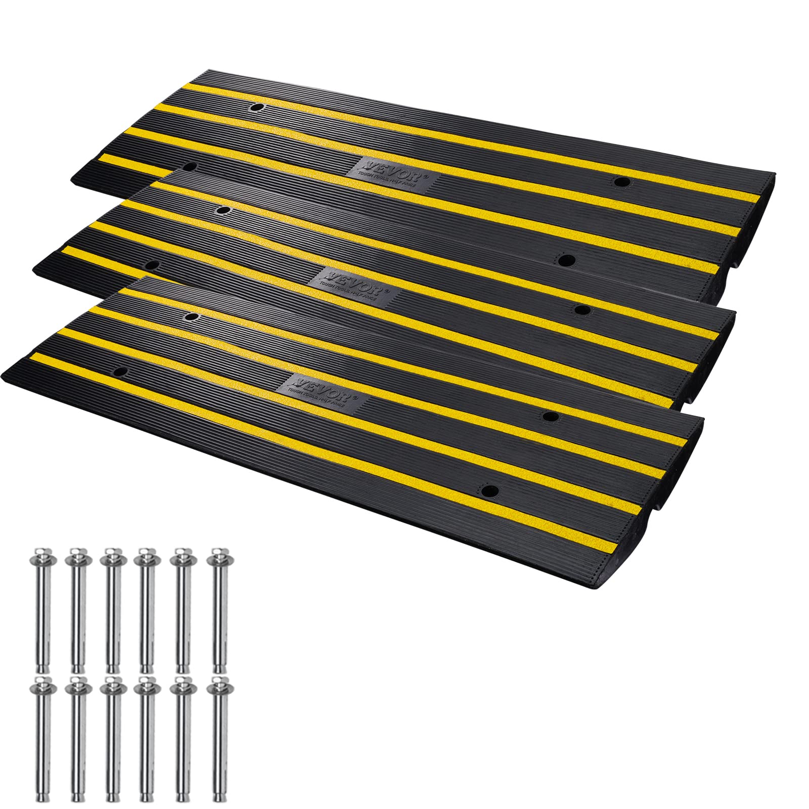 VEVOR Rubber Driveway Ramps 3 Pack, Heavy Duty 33069lbs Load Capacity ...