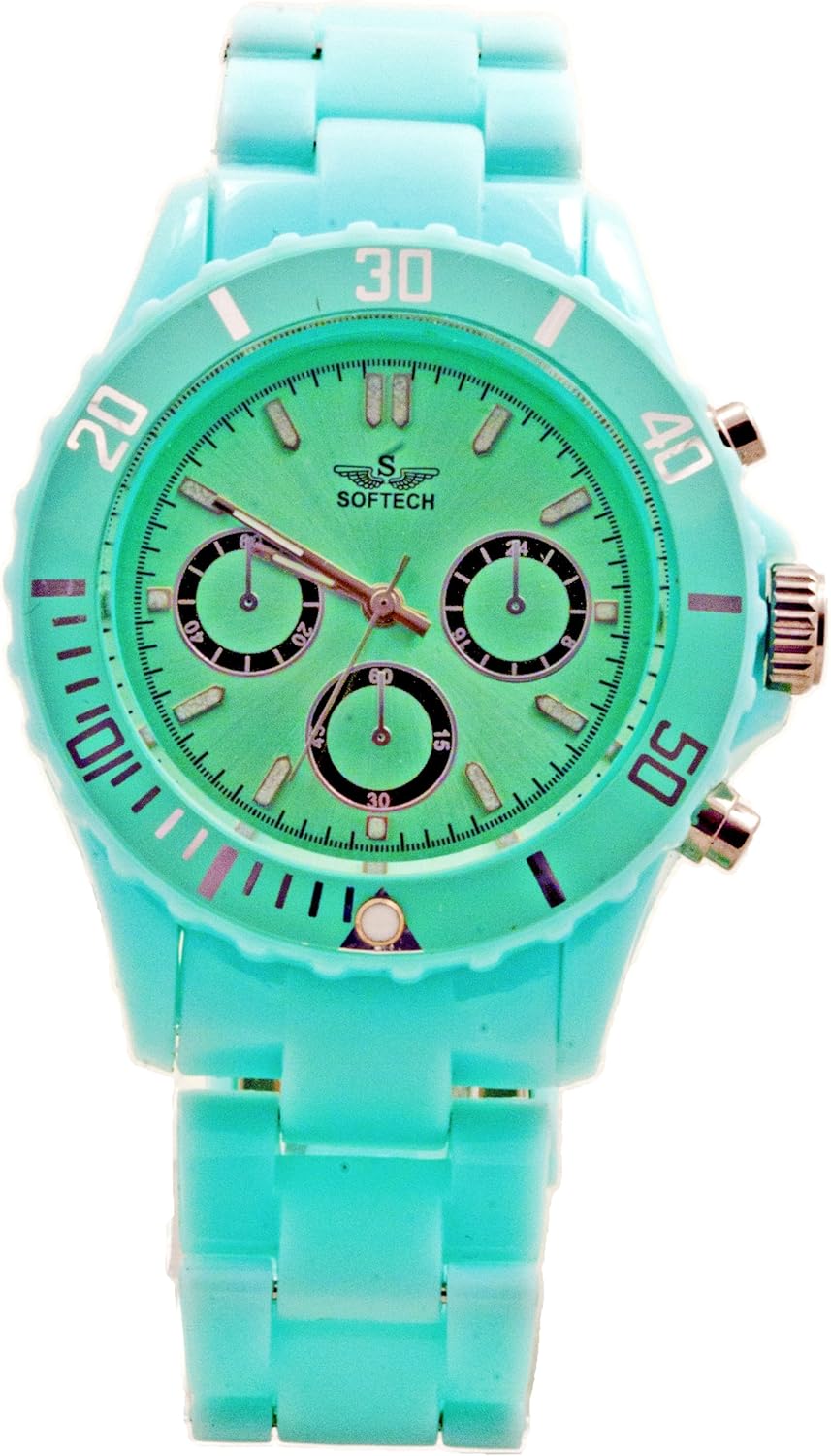 Mens Ladies Designer Plastic Turquoise Softech Watch: Amazon.co.uk: Watches