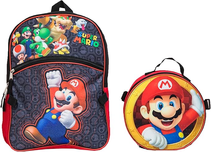 Amazon.com | Nintendo Boys' Mario Backpack with Shaped Lunch Kit, Blue ...