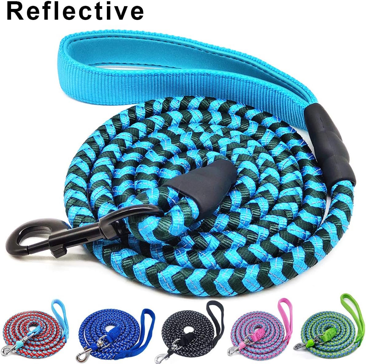 Mycicy Rope Dog Lead, 6ft Nylon Braided Heavy Duty Reflective Dog ...