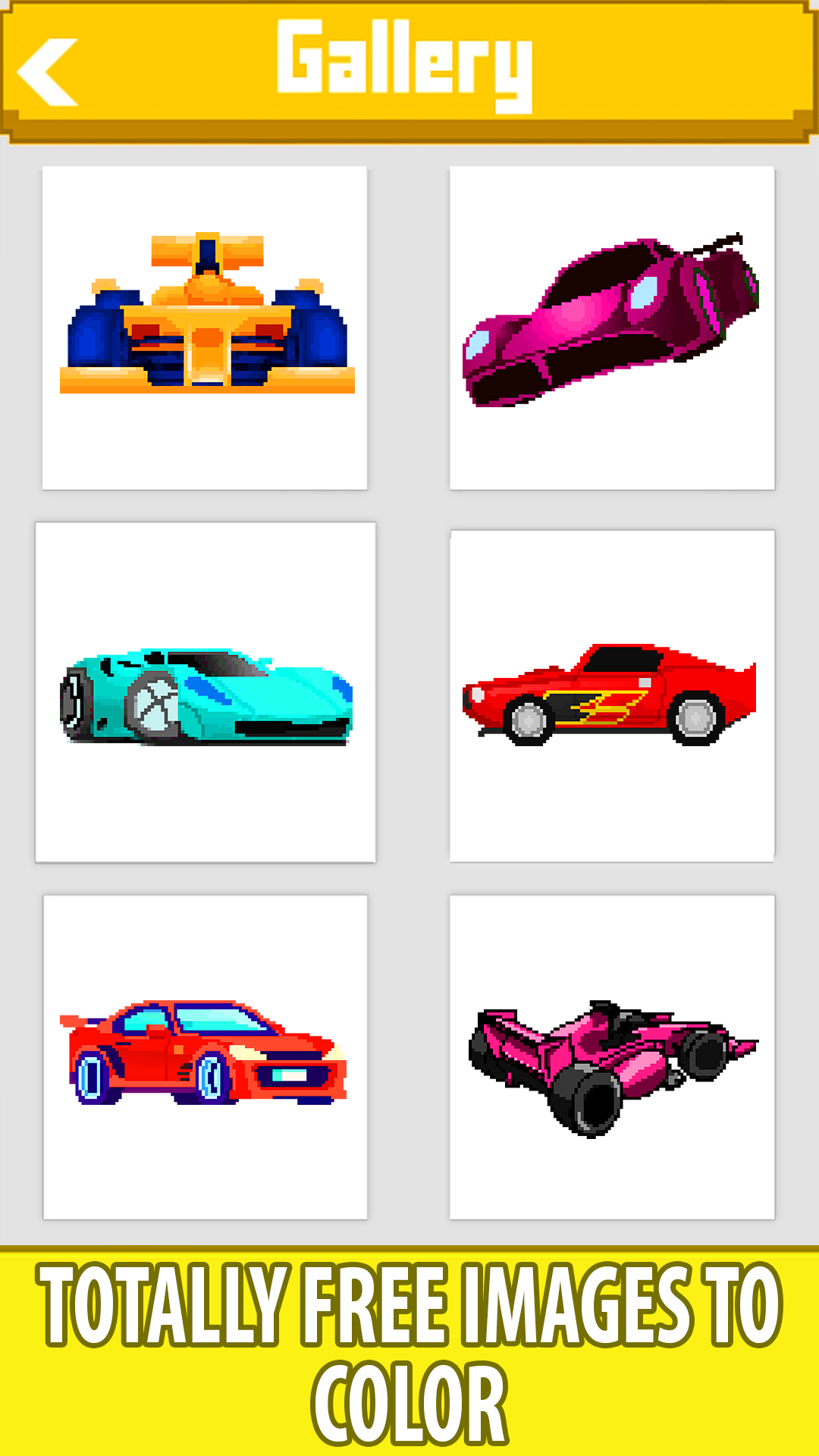 Racing Cars Pixel Art - Paint by Number, Sandbox Coloring Pages:Amazon ...