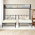 Amazon.com: Metal Triple Bunk Bed, Detachable Triple Bunkbed for 3 with Guardrails & Ladder ...