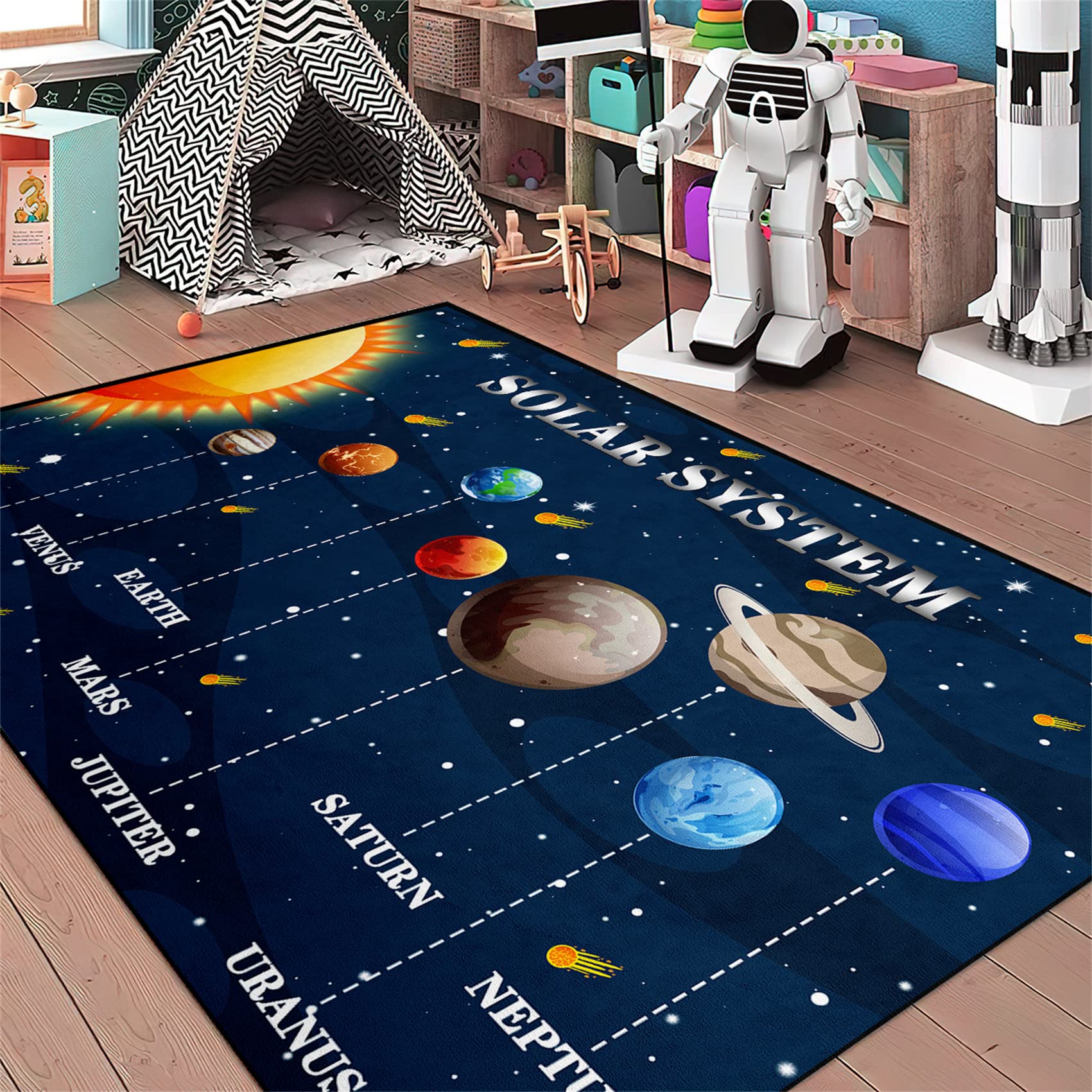 Boys Space Area Rugs for Bedroom Educational Learning Large Carpet Rug ...