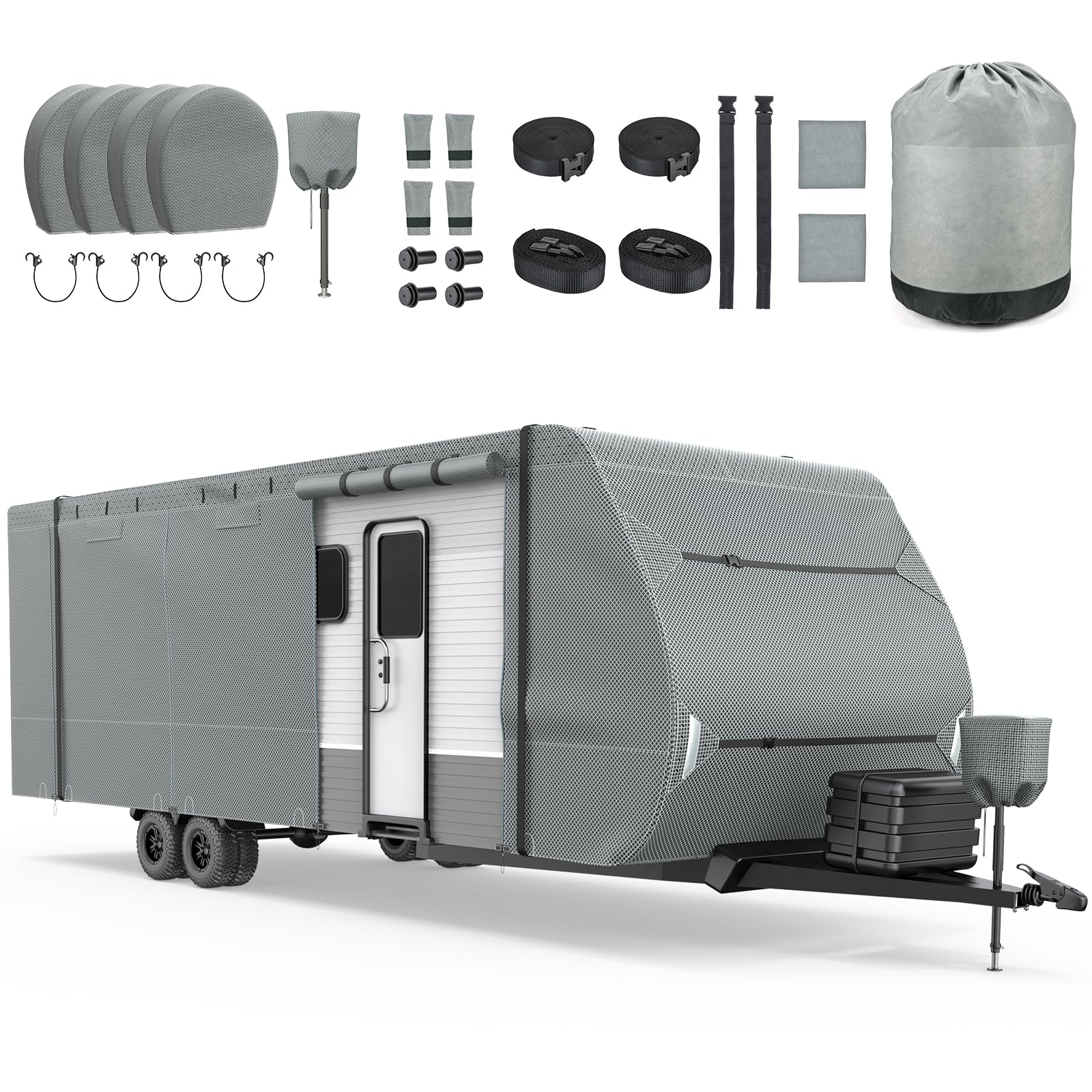 Tomudour RV Cover, Heavy Duty 7 Layers Top Travel Trailer Cover ...