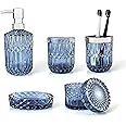 Amazon.com: LaMarriti Blue Bathroom Accessories Set, 5Pcs Clear Glass Bathroom Set, Bathroom ...