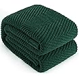 Amazon.com: LONG CREATE Knitted Throw Blanket 50"X60", Dark Green Knit ...