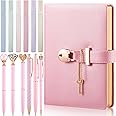 Amazon.com : Dunzoom Pink Diary with Lock and Keys with 6 Pink Pens and ...