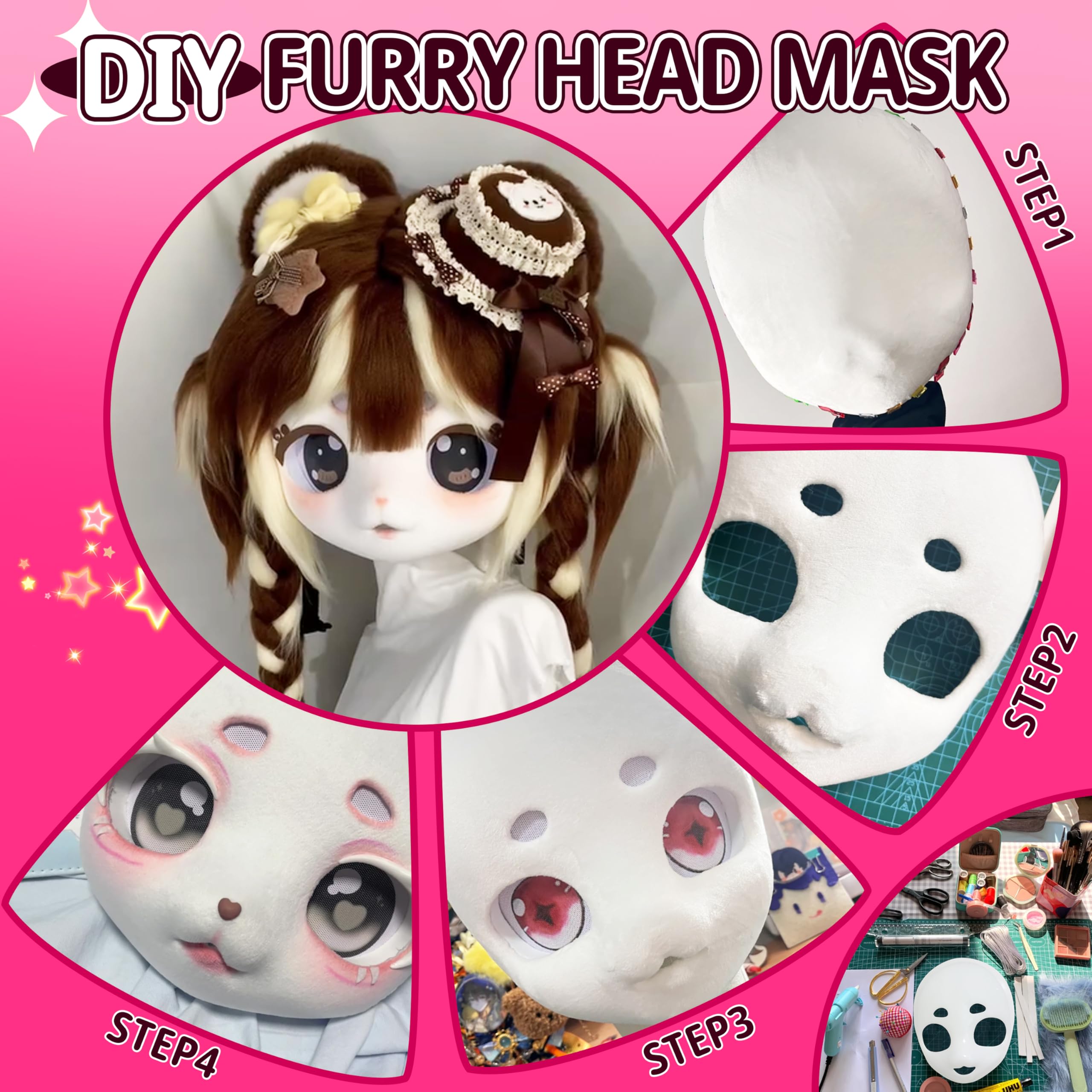 Mua Fursuit Head Base Furry Therian Mask, 3D Printed Plastic Mask DIY ...